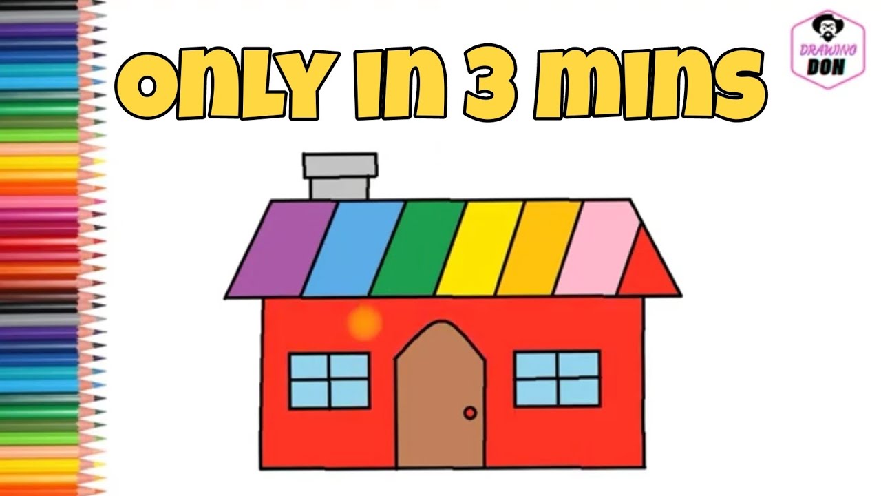 Drawing House from shape | How to draw House for beginners | Step by ...