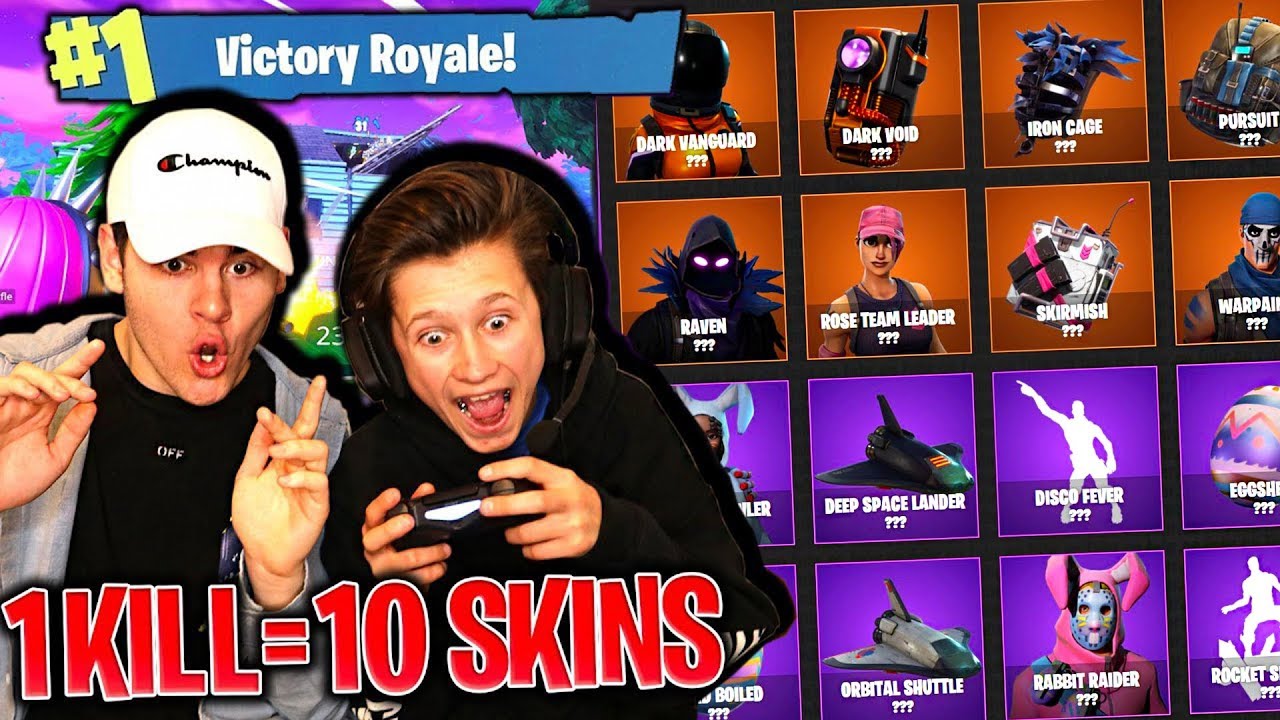 1 KILL = 10 FREE SKINS FOR MY LITTLE BROTHER IN FORTNITE! (BUYING EVERY ...