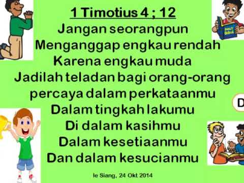 1 TIMOTIUS 4;12. - Lagu Sekolah Minggu ayat hafalan - YouTube