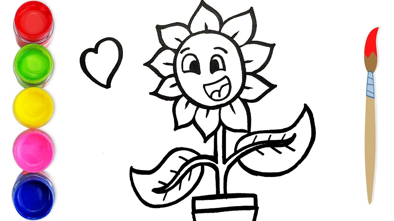 CUTE SUNFLOWER || DRAWING AND COLORING FOR KIDS - YouTube