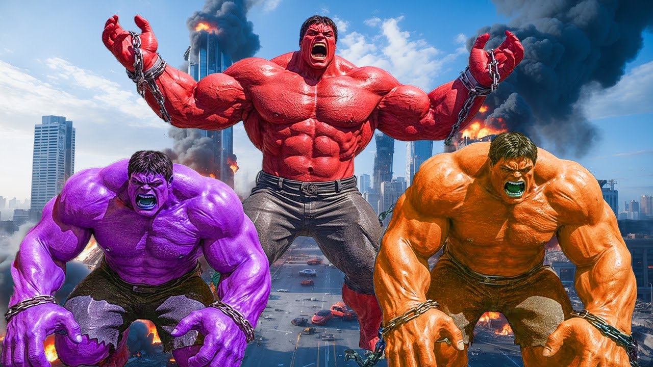 ORANGE HULK vs PURPLE HULK EPIC BATTLE! However, RED HULK Unexpected ...