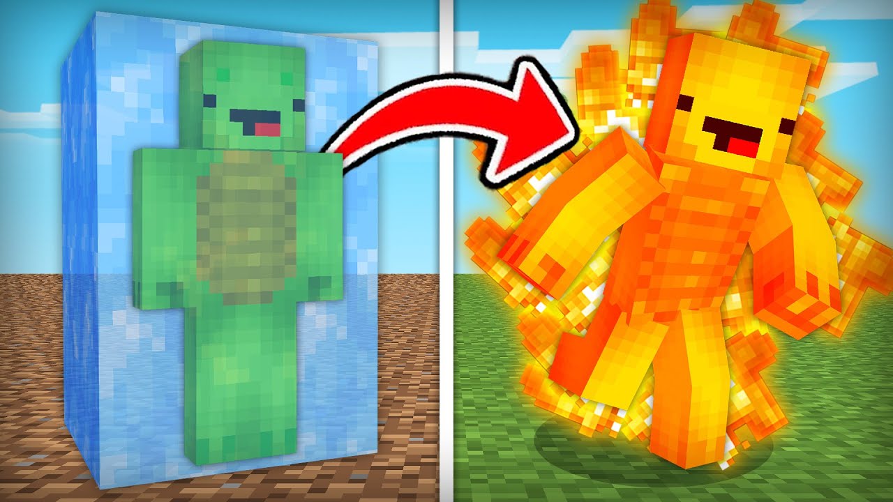FROZEN Mikey Morph to FIRE Mikey in Minecraft Challenge (Maizen Mazien ...