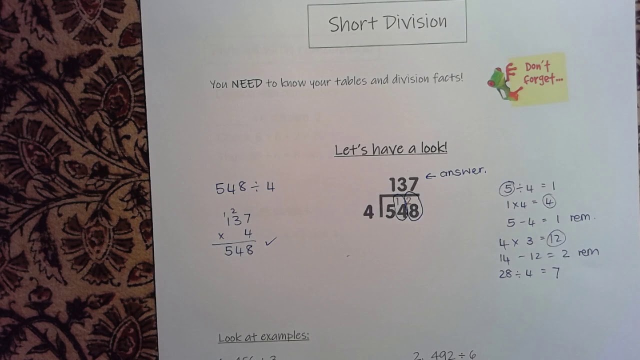 Mathematics : Grade 6 : Week 6 : 3. Short Division - YouTube