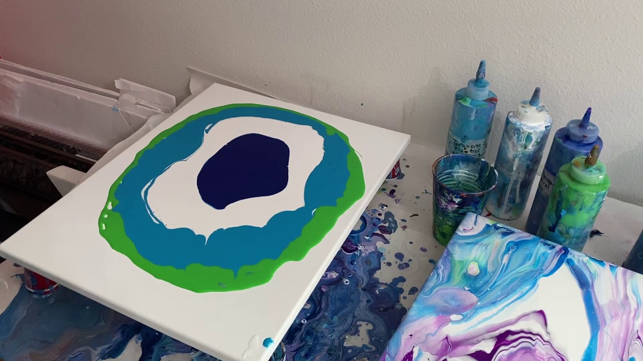Acrylic pouring technique video, art tutorial - YouTube
