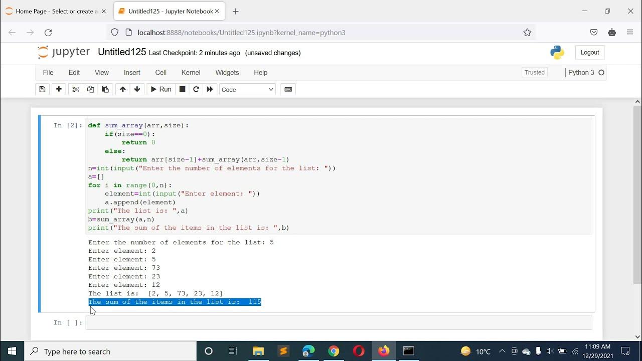 Python Program to Find the Sum of Elements in a List Recursively - YouTube