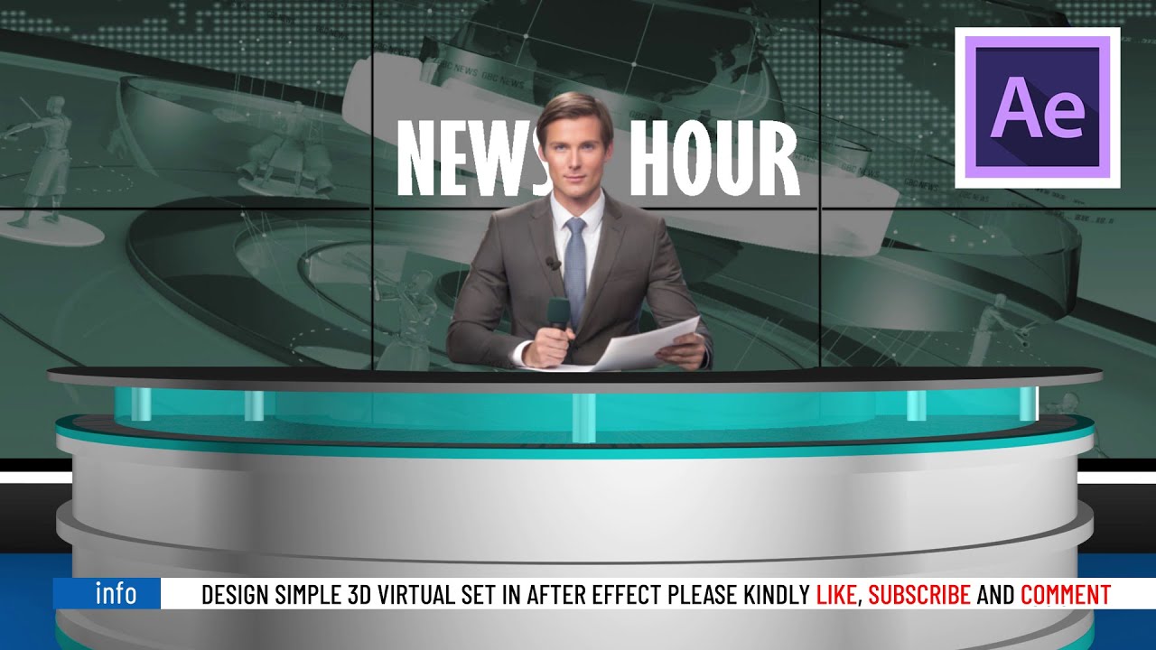 How to Create a News Broadcast Virtual Set || After Effect Tutorial ...