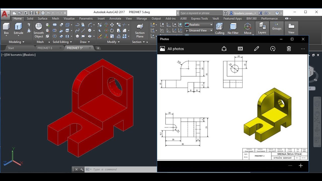 AUTO CAD CRTANJE U 3D - Predmet 5 - YouTube