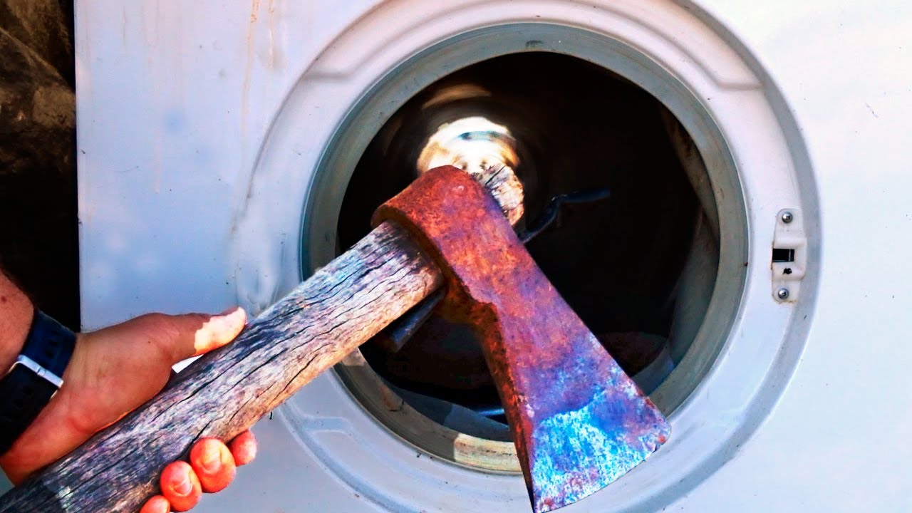 Experiment: Washing Machine vs Axe - YouTube