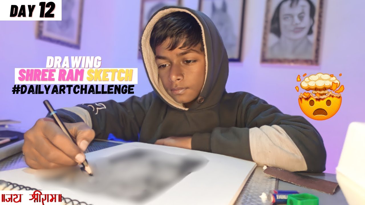 #dailyartchallenge | Day 12 | Drawing Realistic Shree Ram Sketch | Art ...