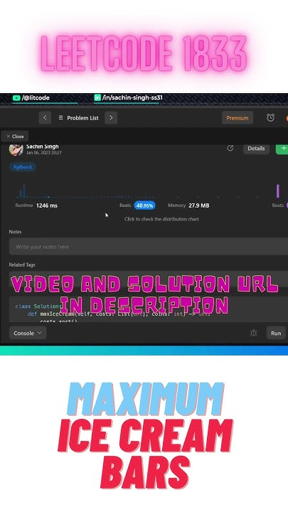 1833. Maximum Ice Cream Bars | #shorts #leetcodedailychallenge #leetcode - YouTube