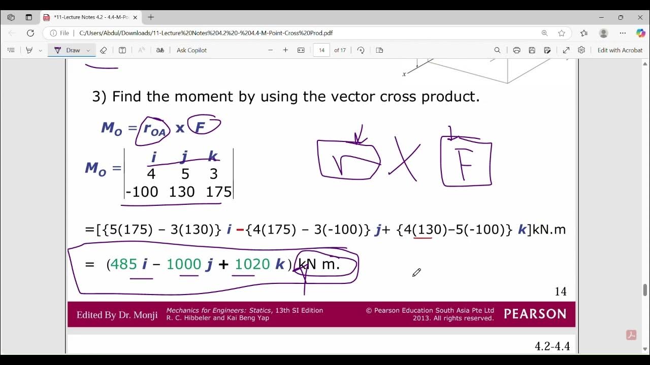 Statics, chapter 4 “ Moment about point 3D “ - YouTube