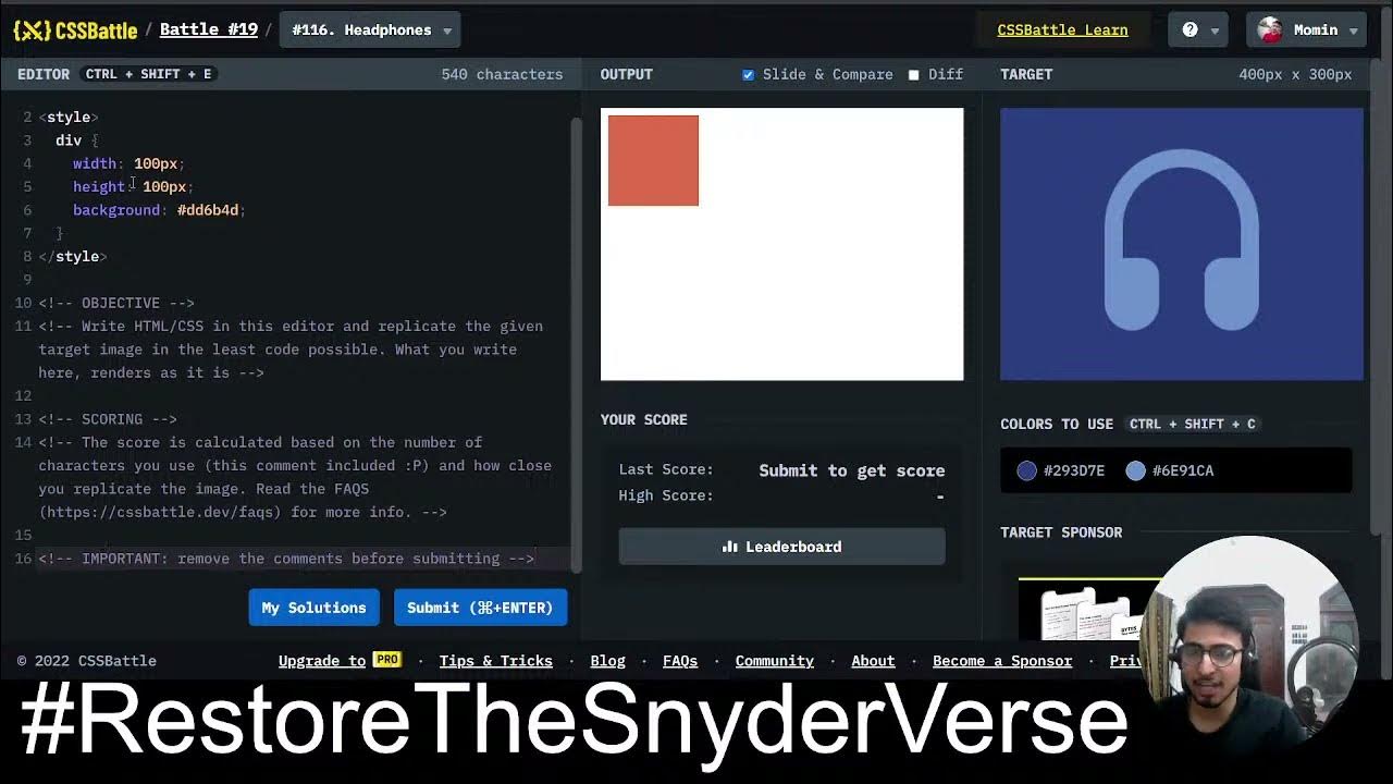 Creating Headphone with Only CSS | CSS Battle Live | Momin Ahmad - YouTube