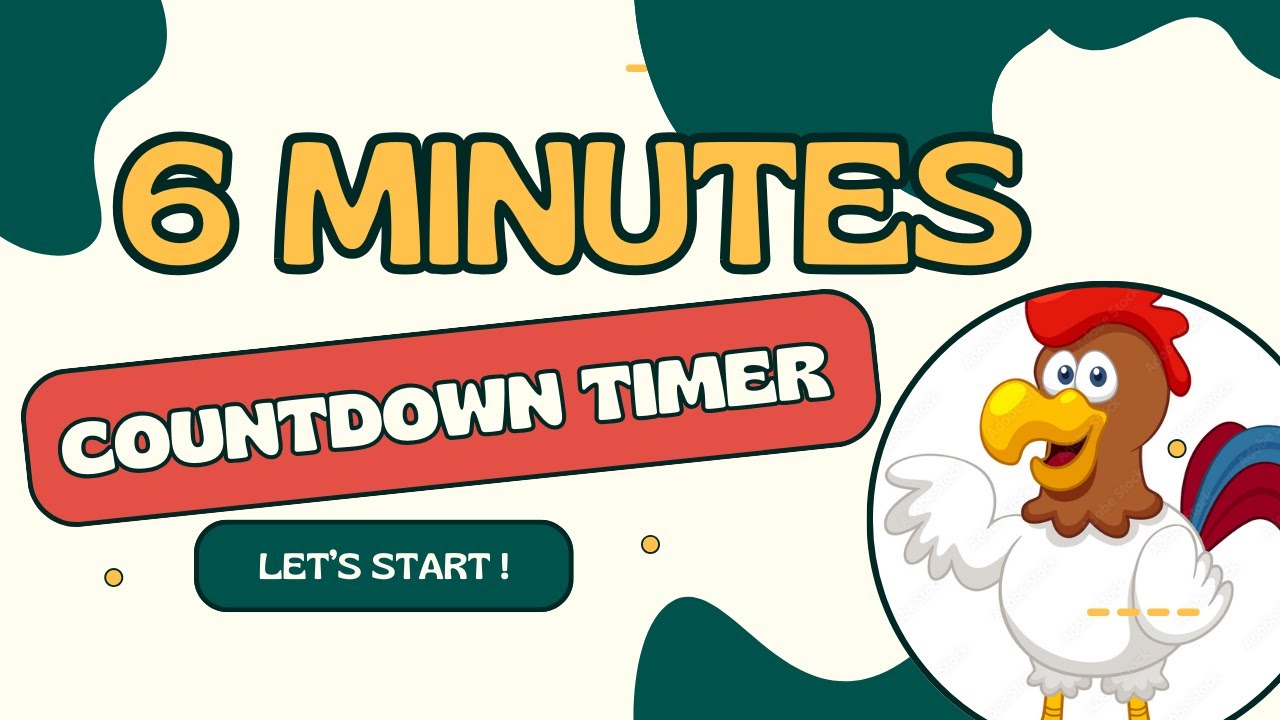 🐔 Chicken countdown timer from 6 minute to zero in minutes and seconds ...