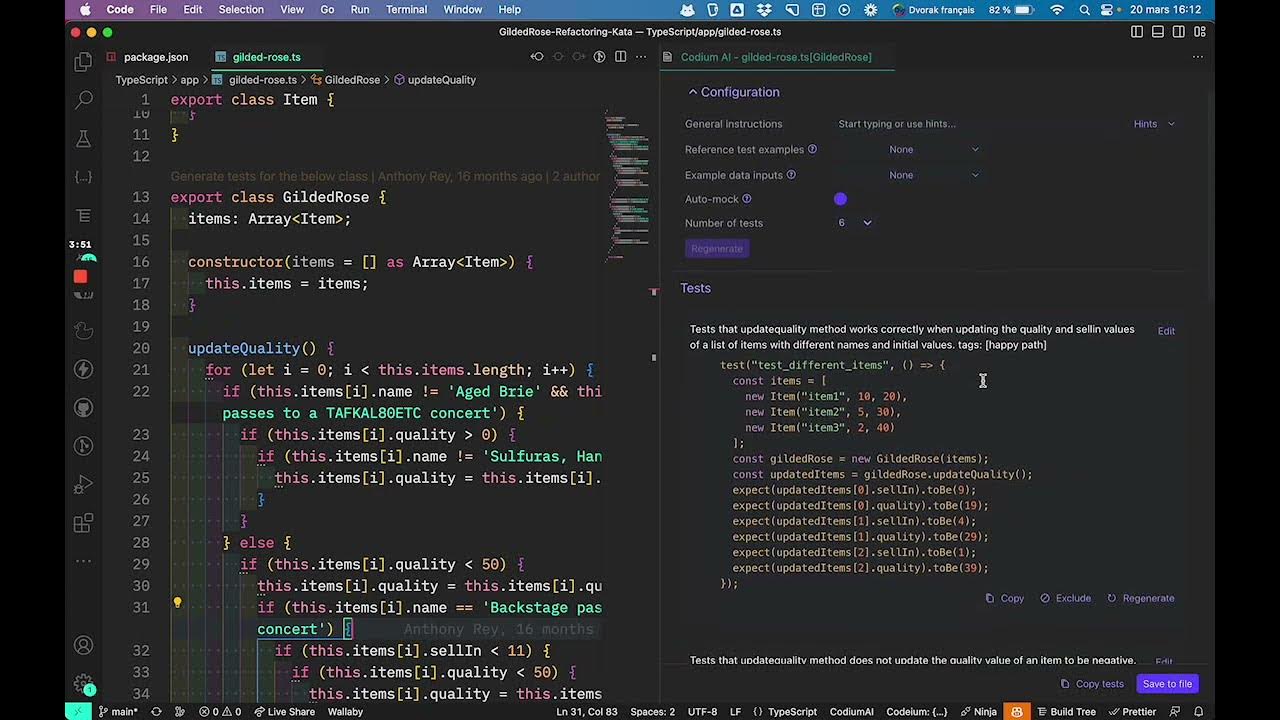 CodiumAI to write tests on Gilded Rose - YouTube