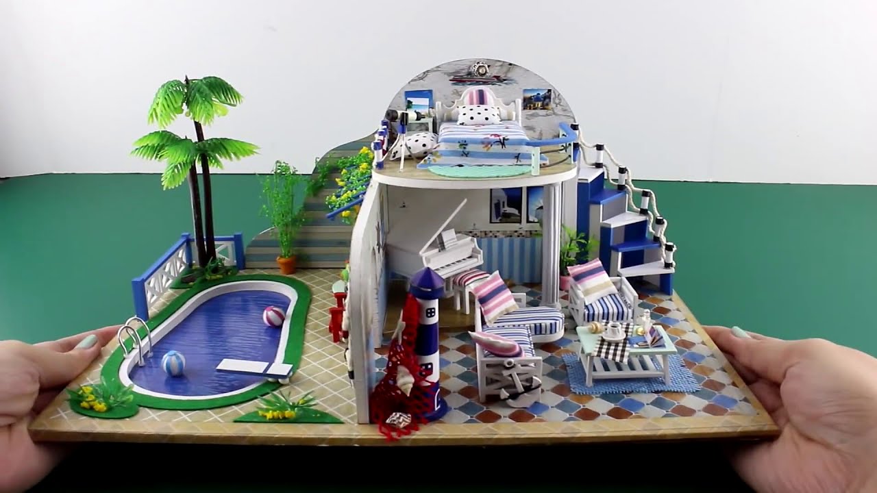 Clear Summer Villa, DIY Beach House Model Kit w. Lights & Accessories ...