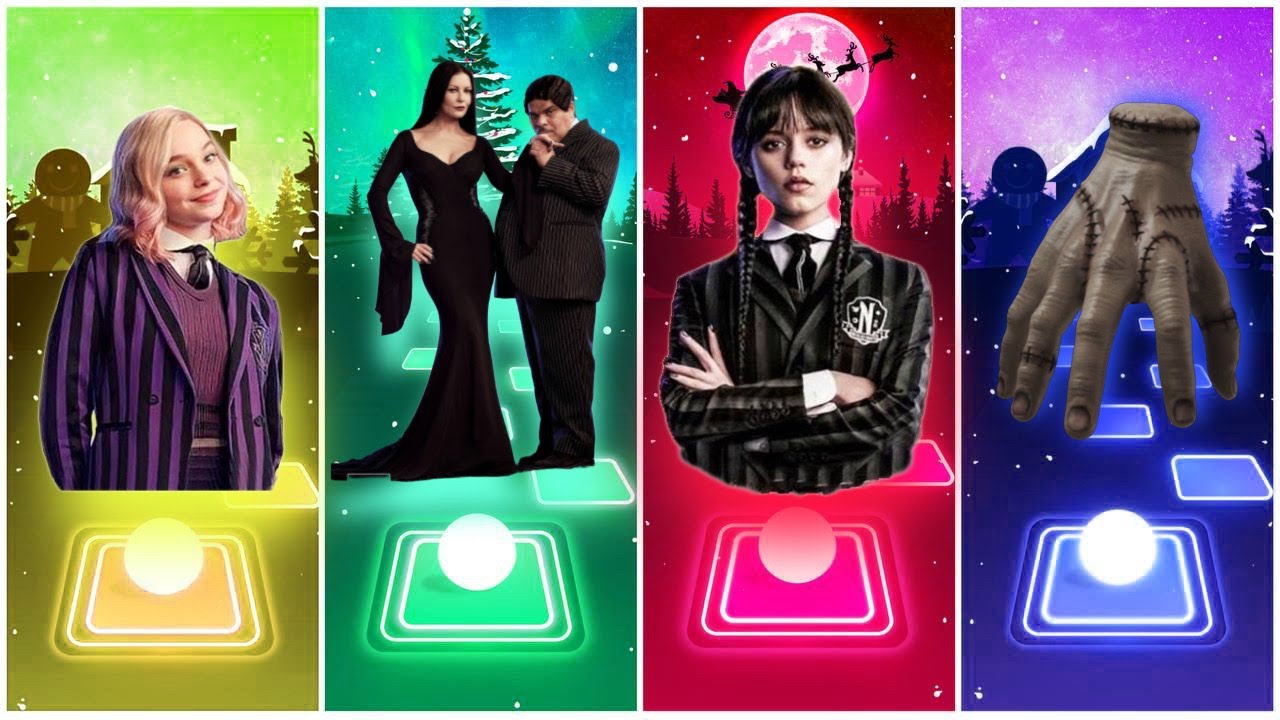 Edin vs Addams Family vs Wednesday vs Thing Tiles Hop EDM Rush - YouTube