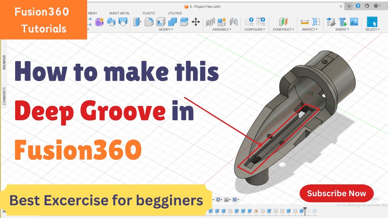 How to add Groove on Deep Surface in Fusion360 | Fusion360 for ...