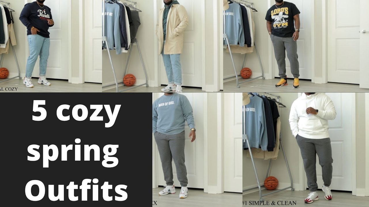 5 Easy Cozy Spring outfits for bigger guys | CapturesByGabe - YouTube