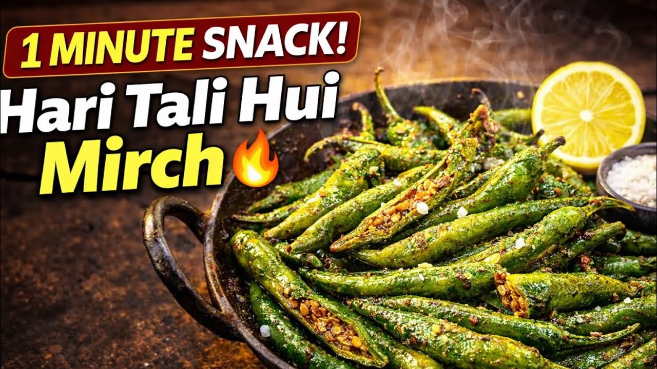 Hari Tali Hui Mirch | 1 Minute Snack Recipe | Street Style Hari Mirch ...