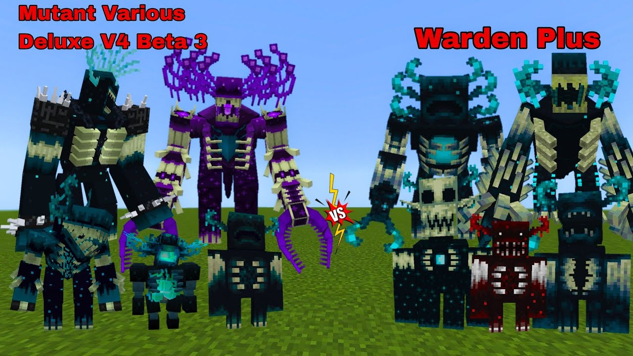 Warden Plus vs Mutant Various Deluxe V4 Beta 3 |Minecraft Bedrock ...