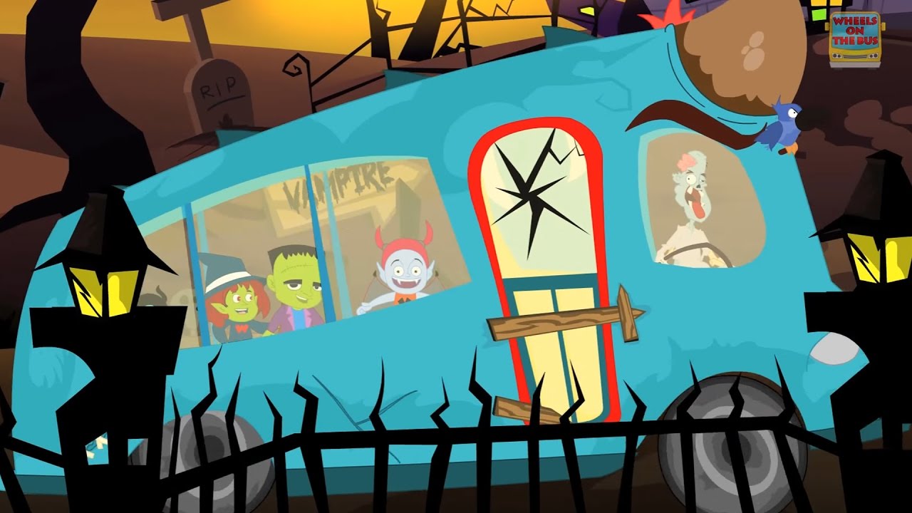 scary wheels on the bus | halloween rhymes | nursery rhymes | kids ...
