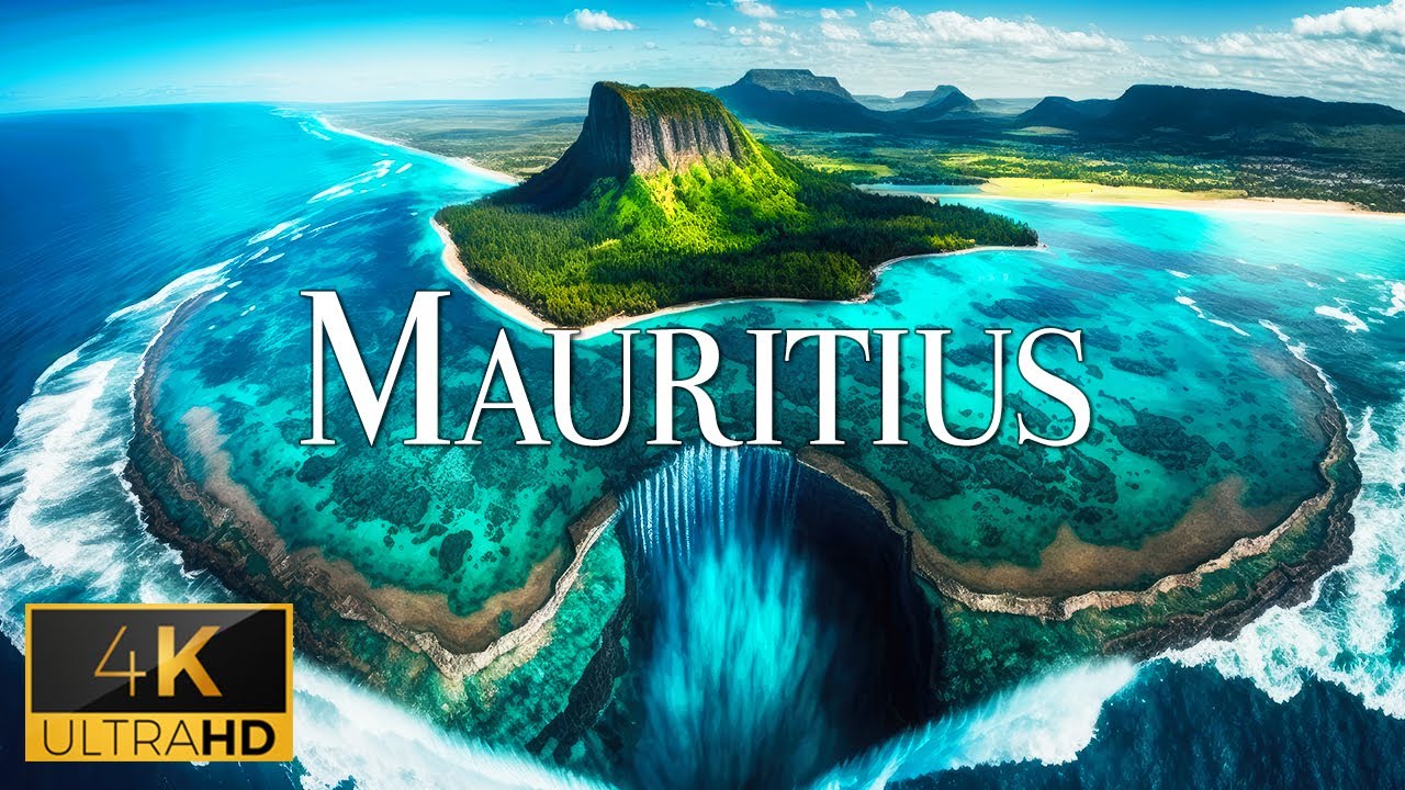 FLYING OVER MAURITIUS (4K Video UHD) - Relaxing Music With Beautiful ...