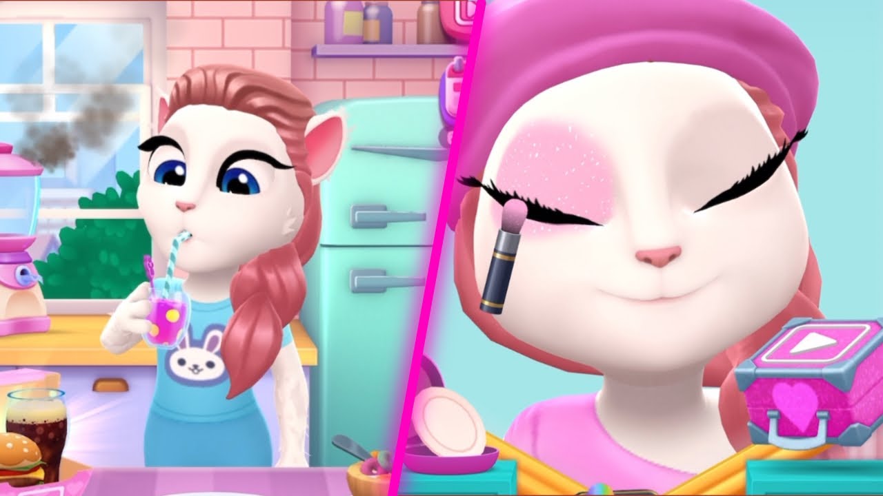 Talking Angela 2 - Eating Smoothie, Makeup & more 😍😻🥰🦄🤍 - YouTube