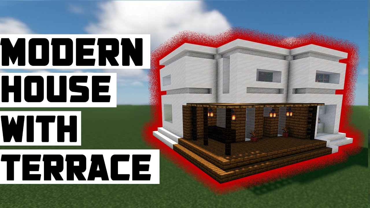 How to build a Easy Modern house with Terrace in minecraft tutorial ...
