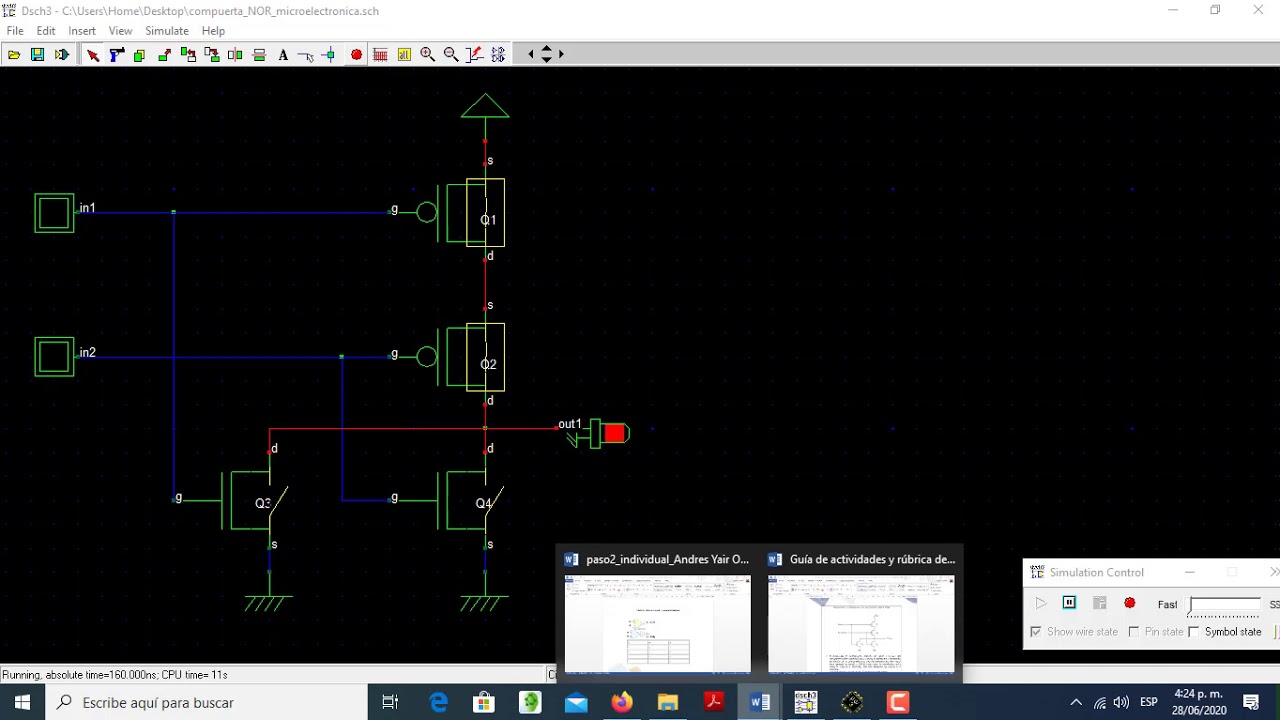 compuerta NOR con CMOS... software DSCH y microwind - YouTube