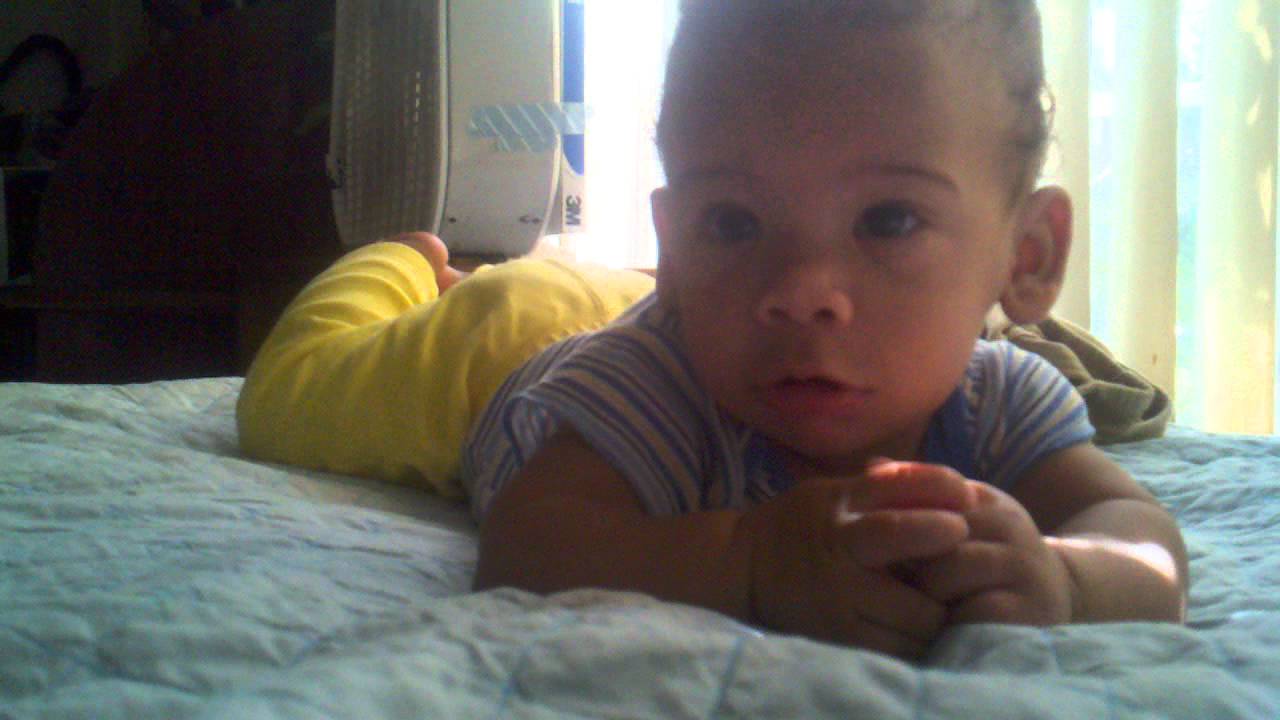 Baby waking up from nap and smiling - YouTube