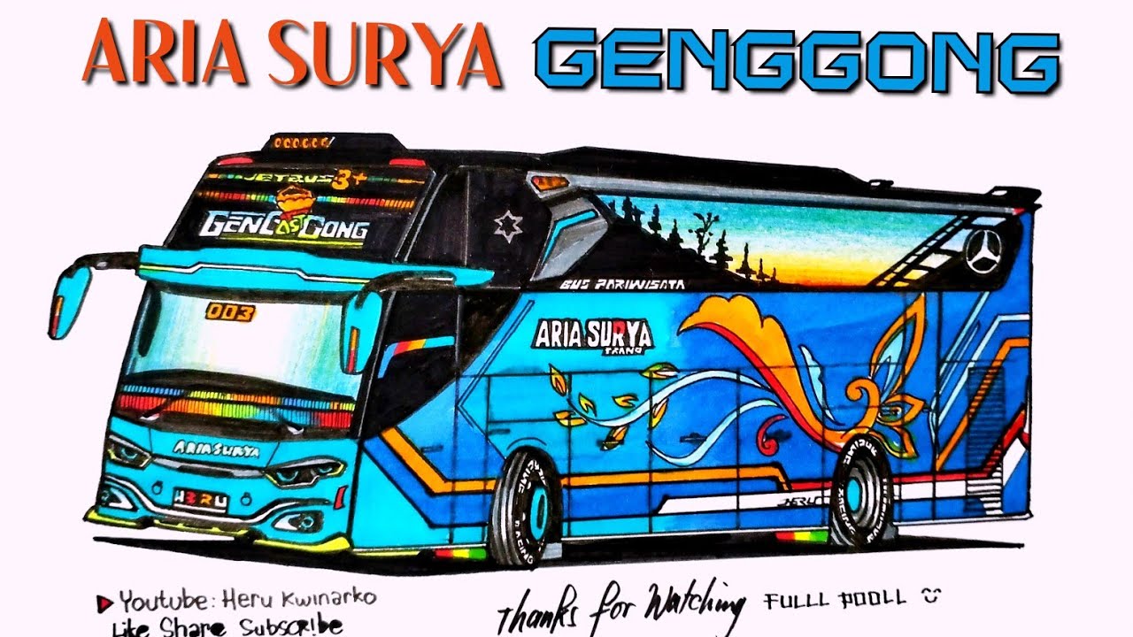 Cara menggambar Bus JB3,Bus ARIA TRANS GENGGONG #herukwinarko - YouTube