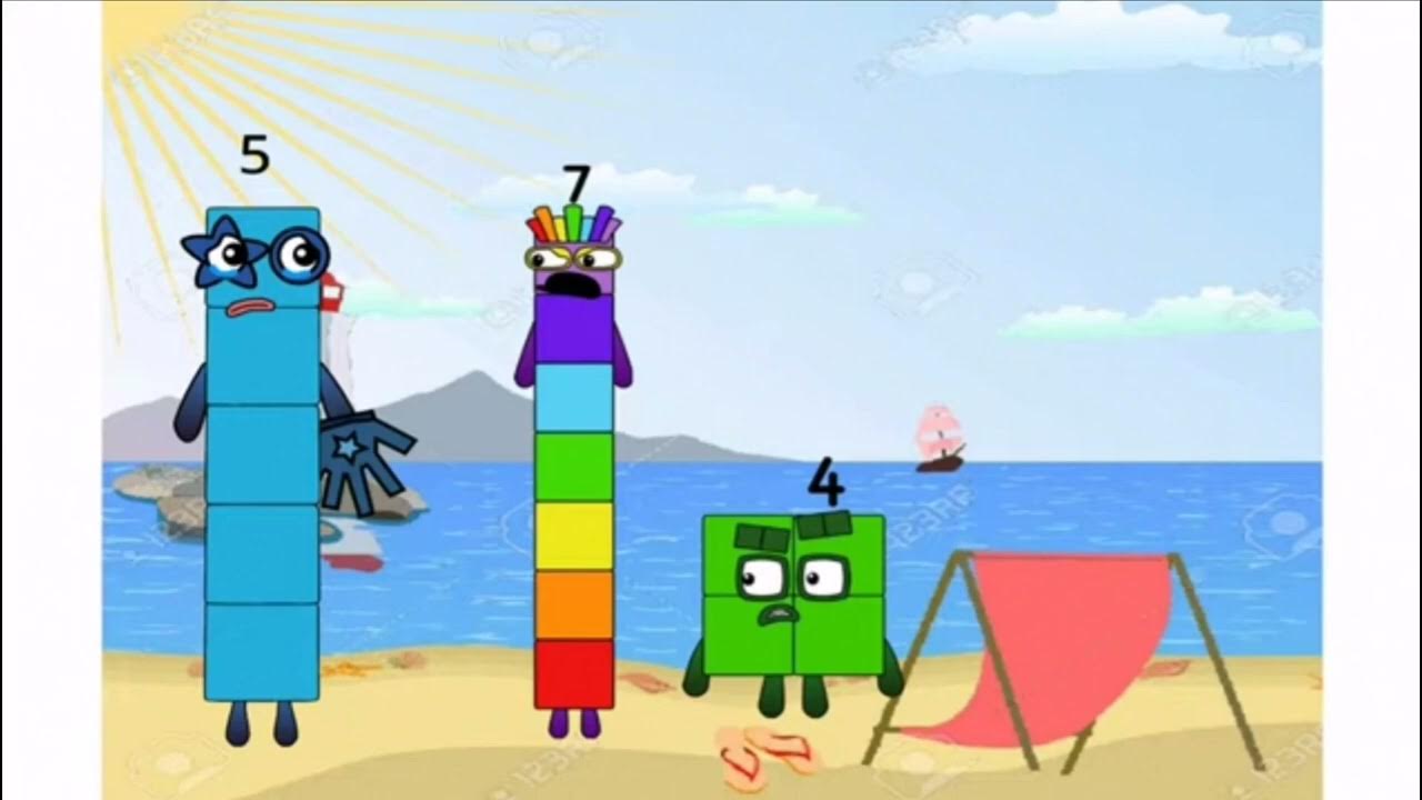 Numberblocks Five Gets Grounded In At The Beach Numberblocks Band Youtube