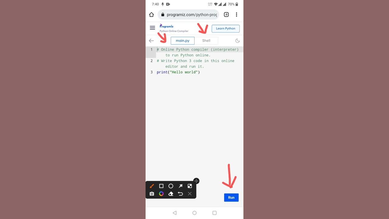 Demo how to use online python Interpreter on Android Mobile - YouTube