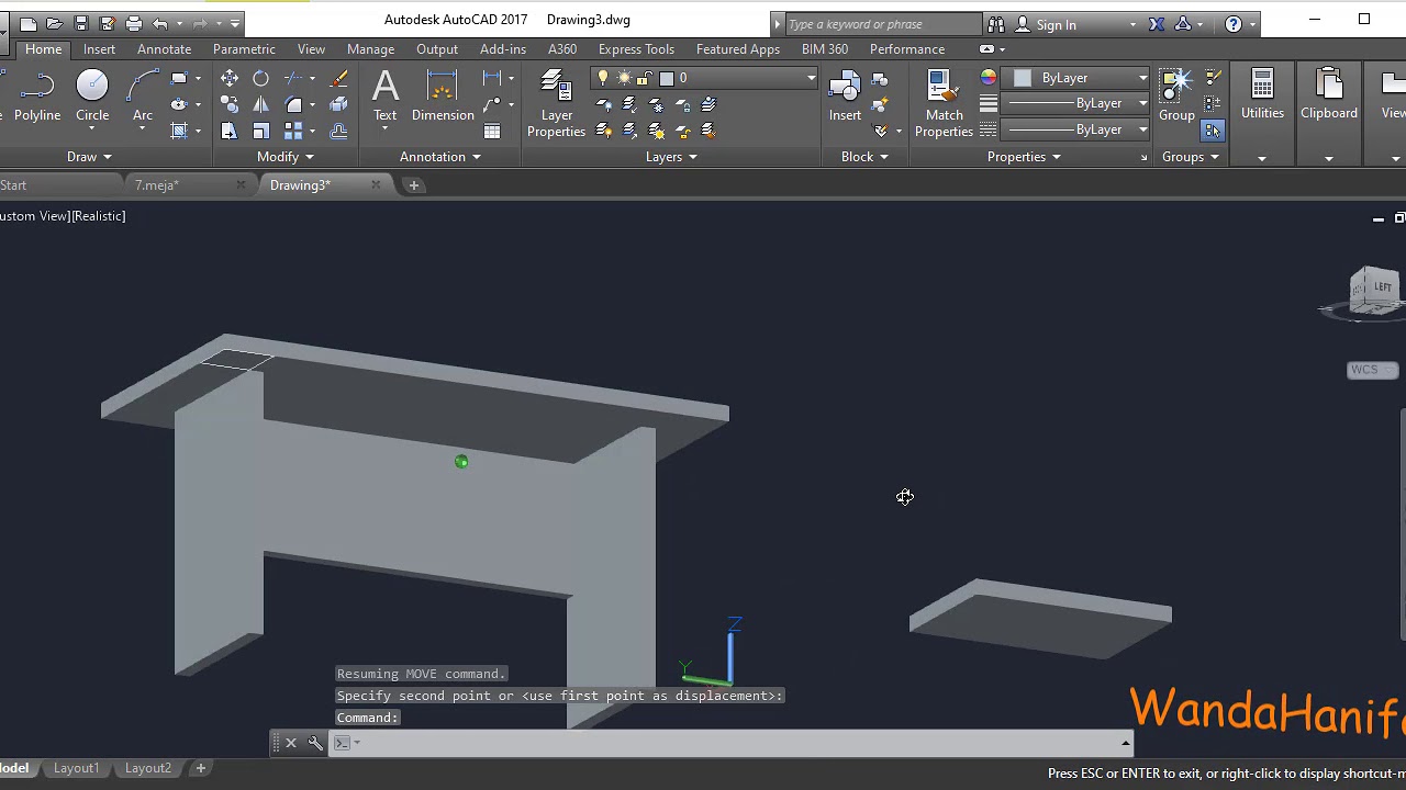 Belajar AutoCad 3D #membuat meja - YouTube