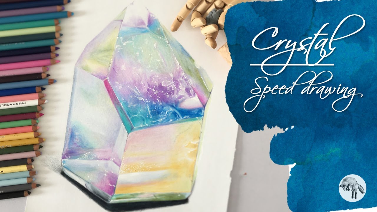 Speed drawing | RAINBOW CRYSTAL Prismacolor colored pencil art - YouTube