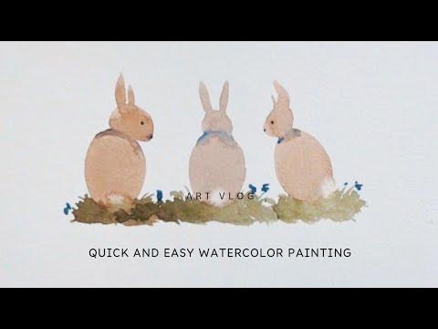 Loose Watercolor Bunny Painting for beginners. Easter card DIY. - YouTube