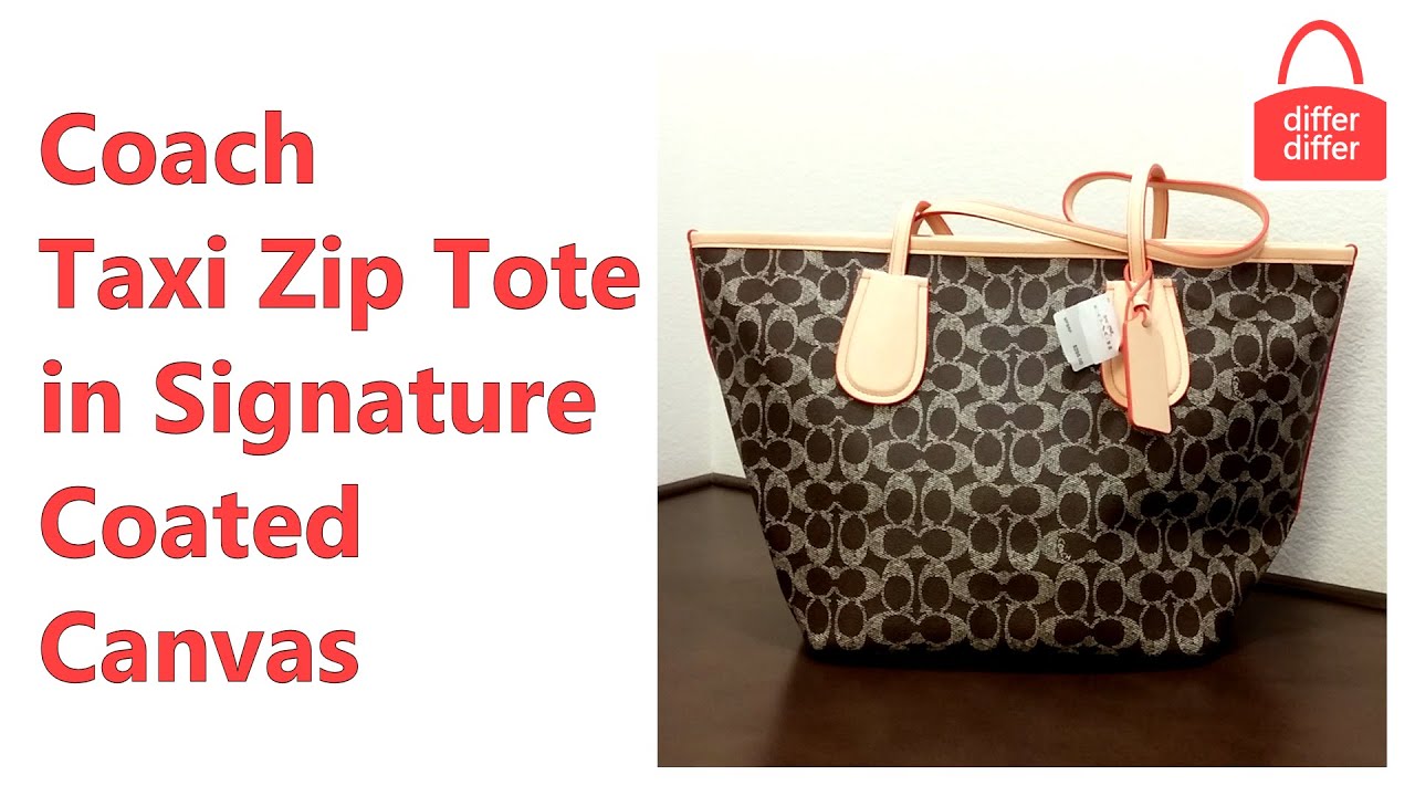 Coach Taxi Zip Tote in Signature Coated Canvas 34595 - YouTube
