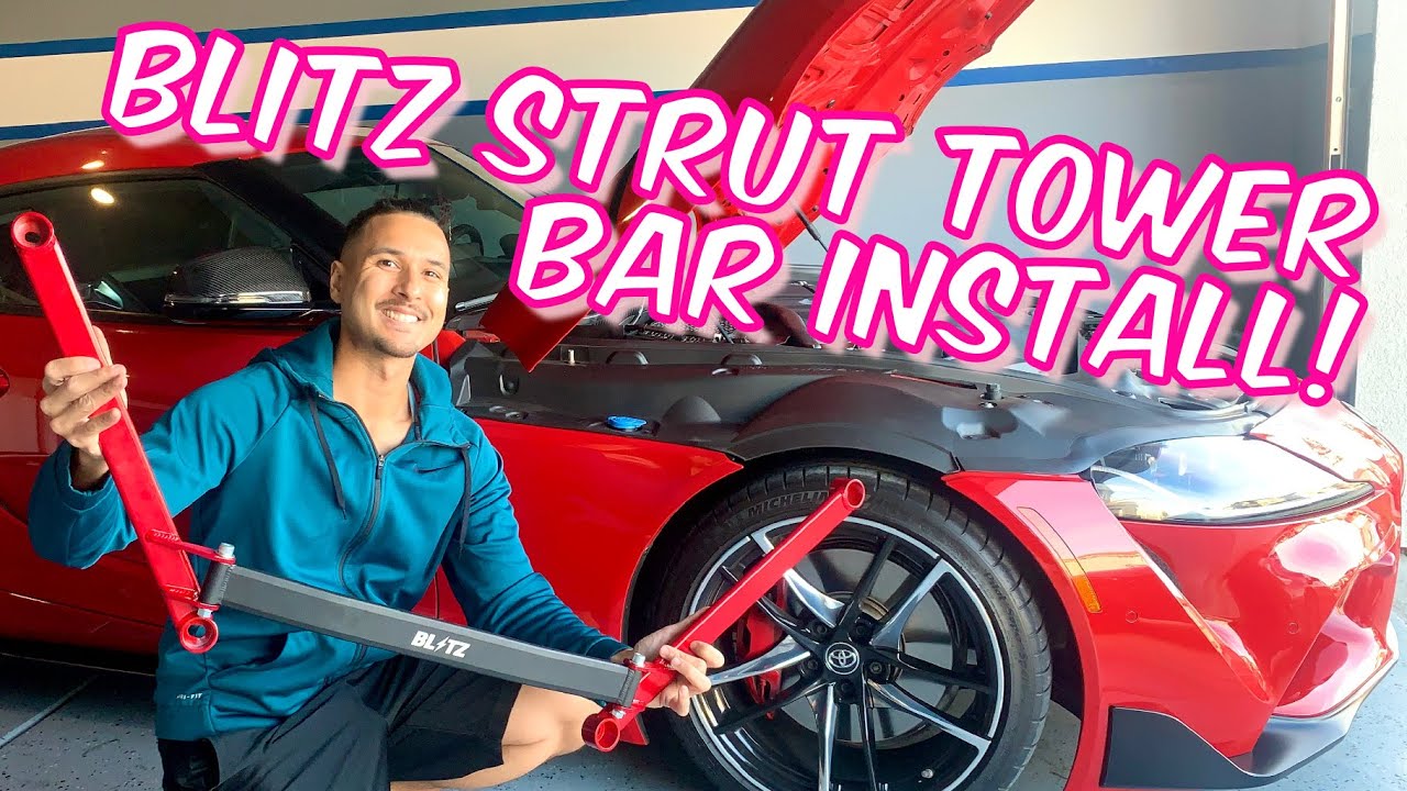 Blitz Strut Tower Bar // Stiffening The Supra Chassis - YouTube