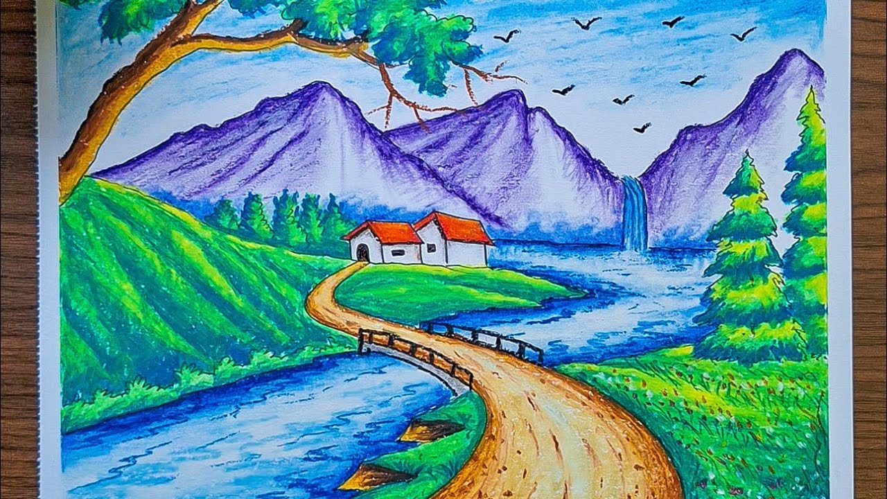easy drawing with oil pastelcolour l Prahlad's ART - YouTube