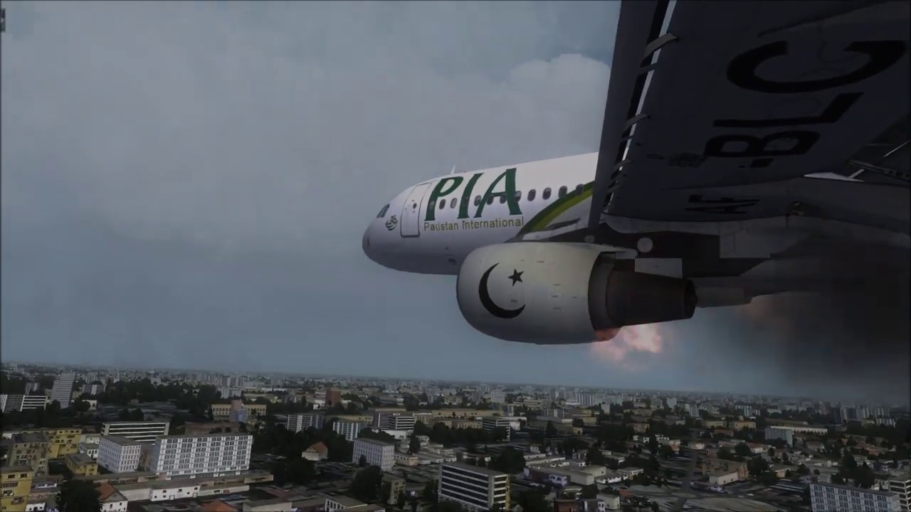 PIA A320 [Engine Problems] Crashes in Karachi Houses - YouTube