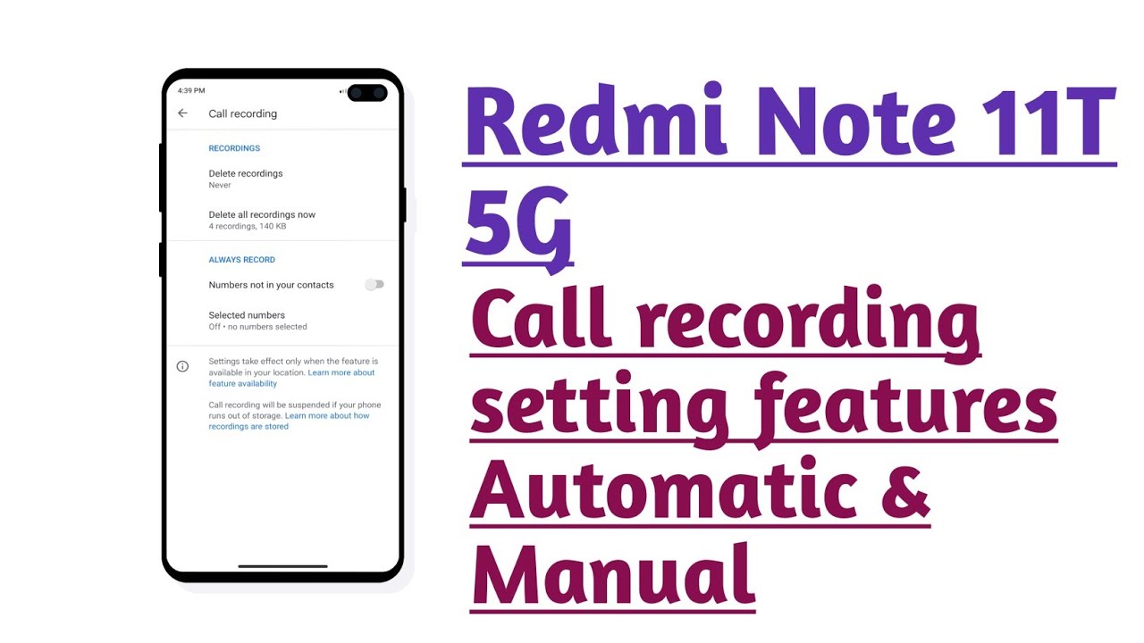 Redmi Note 11T 5G Call recording setting features Automatic & Manual ...