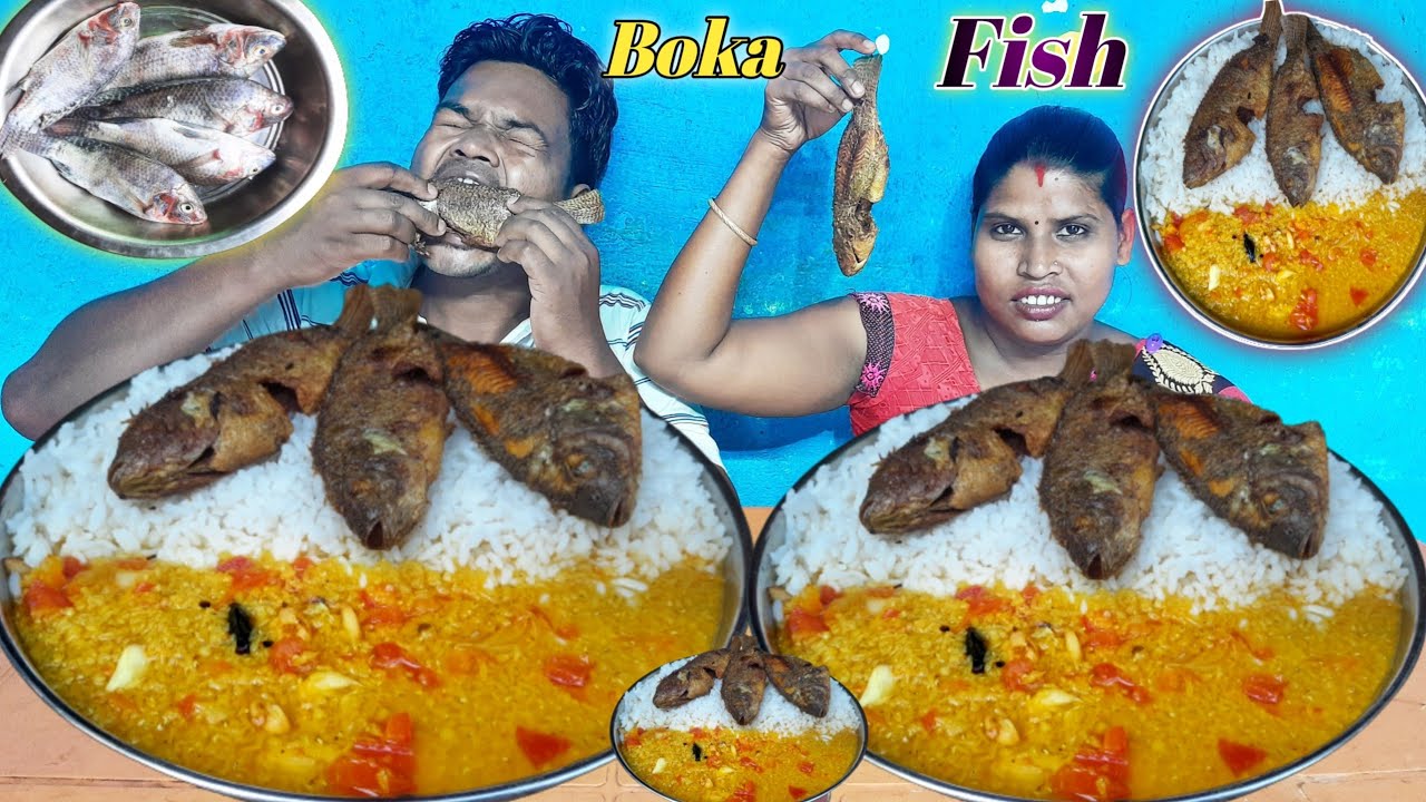 eating show | Boka fish fry recipe | fish fry dal rice eating | mukbang ...