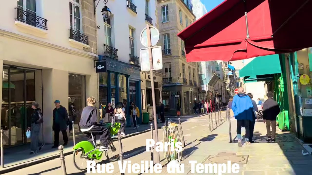 Paris city walks Rue Vieille du Temple Paris, France 4K - YouTube