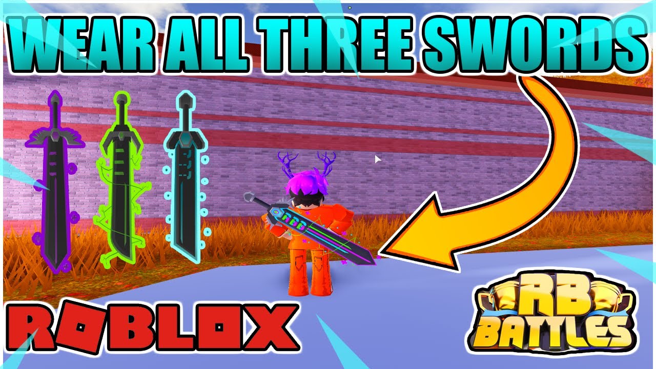 HOW TO WEAR ALL 3 RB BATTLES SWORDS TOGETHER! RBBATTLES (Roblox)HOW TO ...