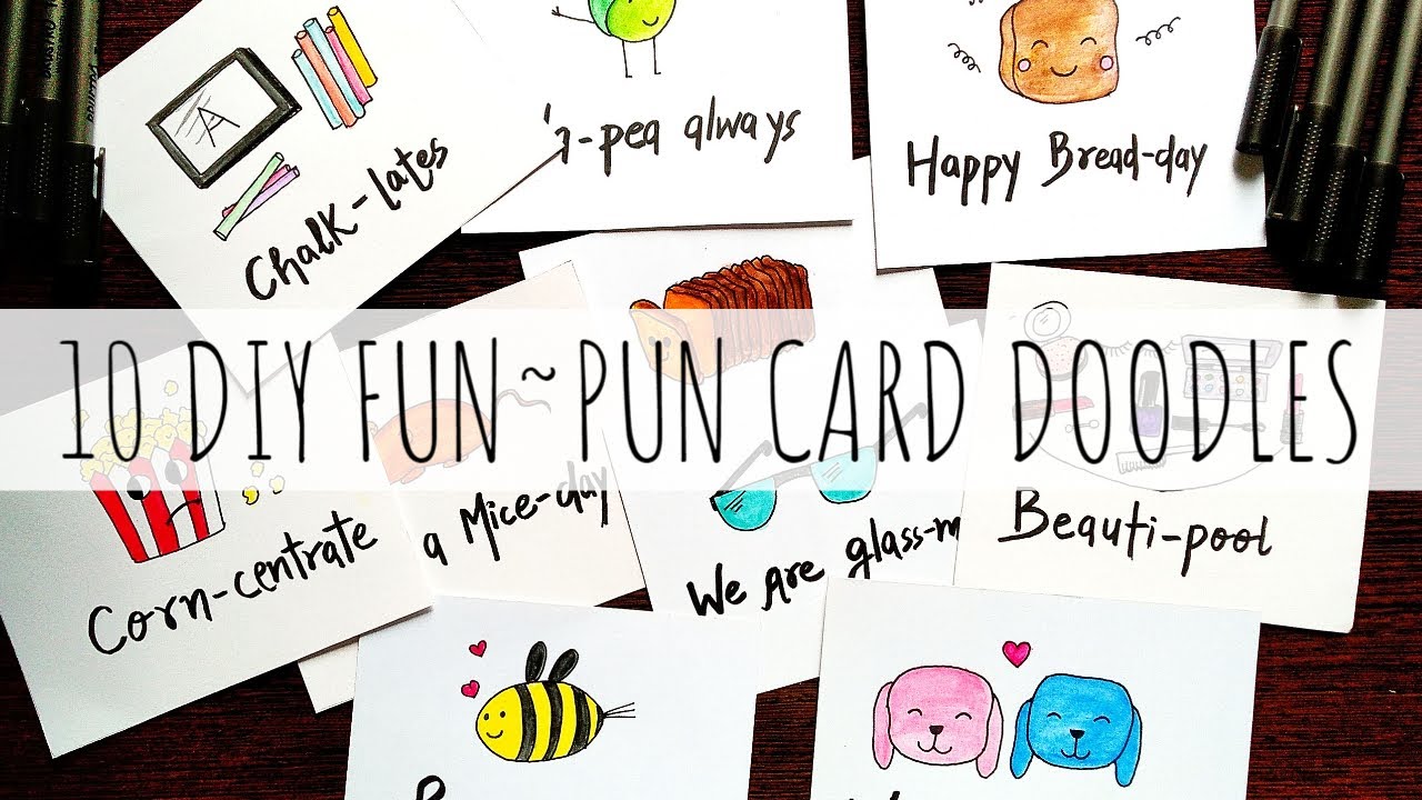 10 DIY FUN~PUN CARDS DOODLES | AnkieDoodles | PUN CARD DOODLES - YouTube