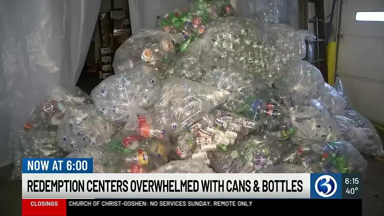 Redemption centers overwhelmed with cans and bottles - YouTube