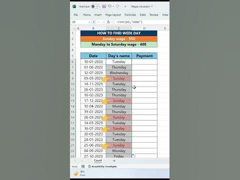 How to find Weekday instantly #excelshorts #exceltips #exceltricks#exceltutorial #shorts #viral ...