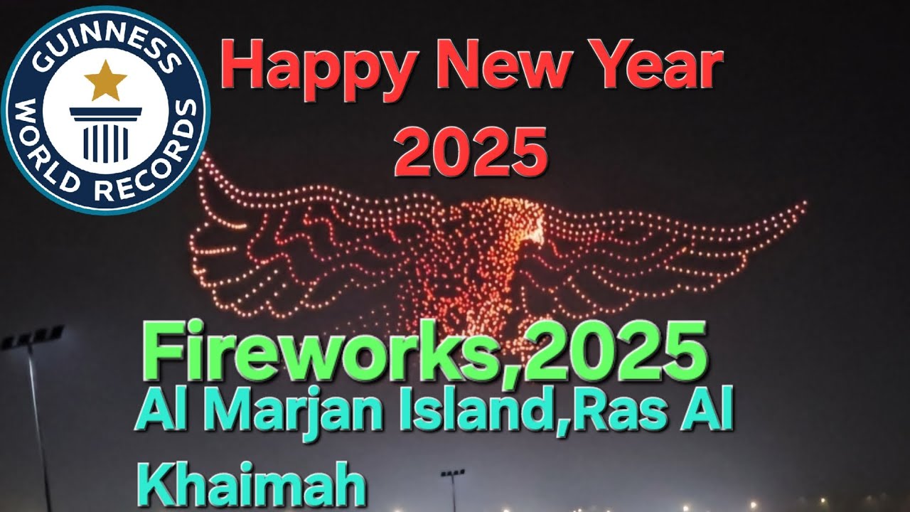 Happy New Year 2025, Fireworks🎆,Al Marjan Island,Ras Al Khaimah - YouTube