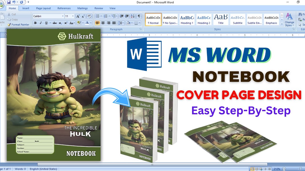 How to Make Notebook Cover Page in MS Word | Notebook ke liye cover ...