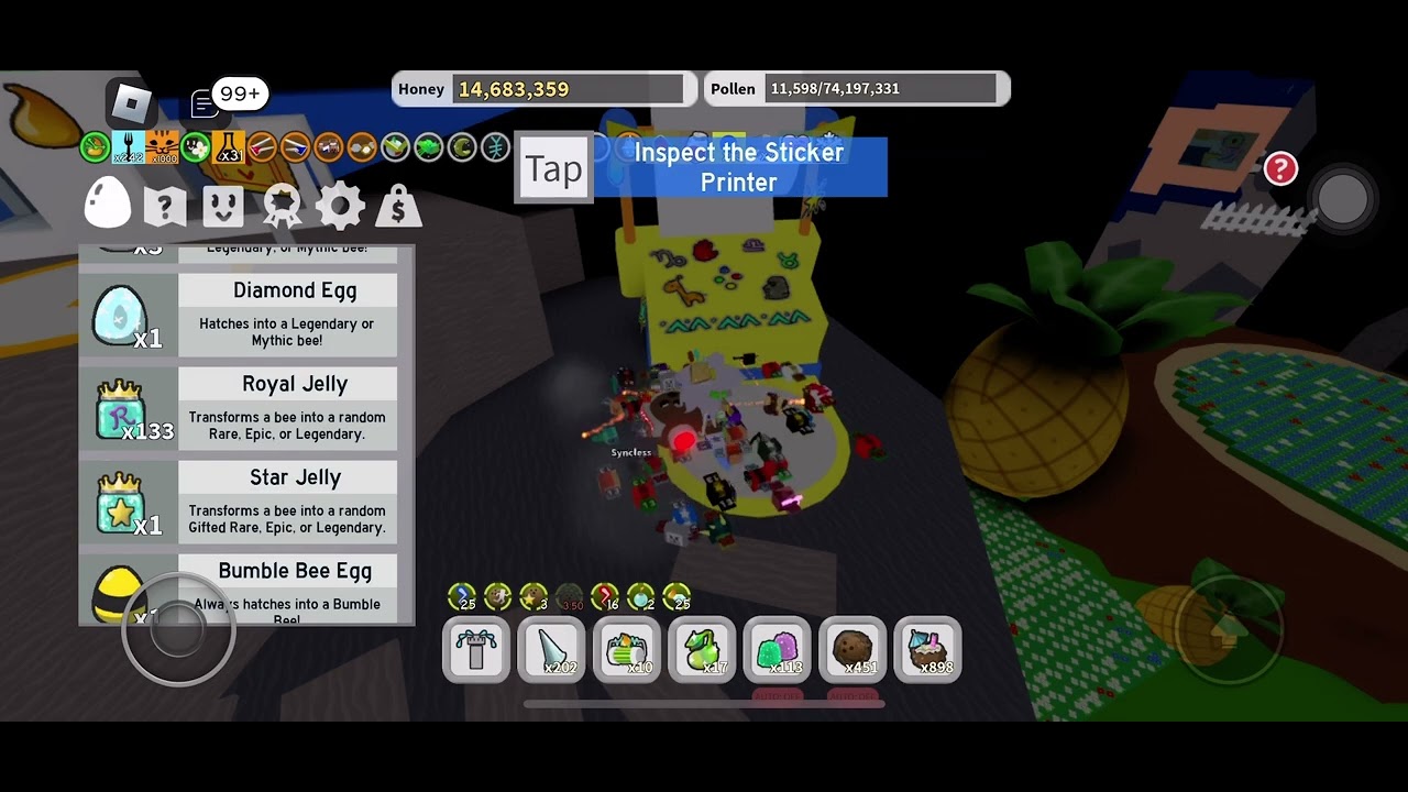 Lucky moment using diamond egg on sticker printer in (ROBLOX Bee swarm ...